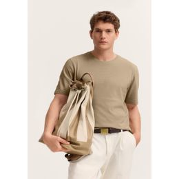 T-Shirt Bugatti, Jungen, Gr. L, beige (70, braun), 100% Baumwolle, unifarben, normal, Rundhals, Shirts T-Shirt, mit einer eleganten Struktur