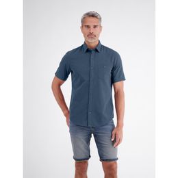 Kurzarmhemd Lerros "Unifarbenes Kurzarmhemd in Strukturqualit&auml;t", Herren, Gr. L, Normalgr&ouml;&szlig;en, classic navy, 80% Baumwolle, 20% Leinen, Hemden