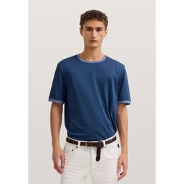 T-Shirt Bugatti, Jungen, Gr. L, 380, marine, 50% Baumwolle, 50% Polyester, unifarben, normal, Rundhals, Shirts T-Shirt, aus einem Baumwoll-Mix