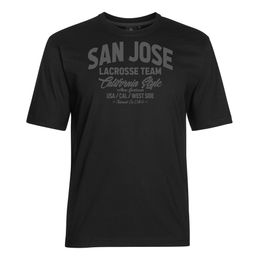 T-Shirt Ahorn Sportswear "SAN JOSE", Jungen, Gr. XXL, schwarz, 100% Baumwolle, bedruckt, normal, Rundhals, Shirts T-Shirt, mit Front-Print und Rundhals-Ausschnitt