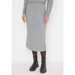 Midirock Cecil, Damen, Gr. L (42), sporty grau melange, Stoff, 33% Polyester, 31% Polyacryl, 24% Baumwolle, 12% Nylon, unifarben, normal wadenlang, R&ouml;cke, mit Schlitz