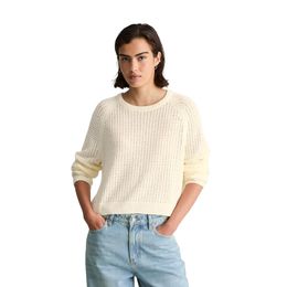 Marc O'Polo Strickpullover MARC O'POLO DENIM "aus weichem Organic Cotton-Mix", Damen, Gr. L, creamy wei&szlig;, Obermaterial: 82% Baumwolle, 18% Polyamid, unifarben, Rundhals, Pullover Strickpullover