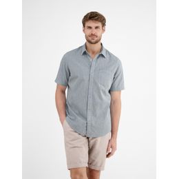 Kurzarmhemd Lerros "Halbarmhemd mit Leinenanteil, unifarben", Herren, Gr. L, Normalgr&ouml;&szlig;en, blau (crispy blau), 80% Baumwolle, 20% Leinen, Hemden, Herren Sommerhemd Freizeithemd Kurzarm mit Leinenanteil einfarbig