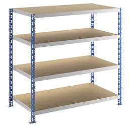 eurokraft basic Gro&szlig;fach-Steckregal, blau/grau, HxBxT 1508 x 1550 x 800 mm, Spanplattenb&ouml;den, Grundregal