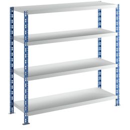 eurokraft basic Gro&szlig;fach-Steckregal, blau/grau, HxBxT 1508 x 1550 x 500 mm, Stahlblechb&ouml;den, Grundregal