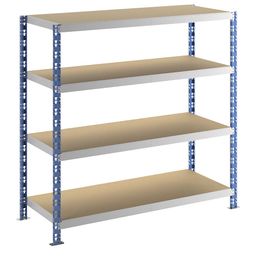eurokraft basic Gro&szlig;fach-Steckregal, blau/grau, HxBxT 1508 x 1550 x 600 mm, Spanplattenb&ouml;den, Grundregal