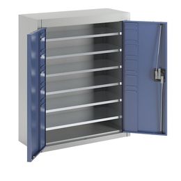 Mauser Magazinschrank, ohne Sichtlagerk&auml;sten, HxBxT 820 x 680 x 280 mm, zweifarbig, Korpus grau, T&uuml;ren blau