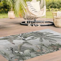 Vinylteppich - Paradiesv&ouml;gel im Dschungelpanorama - Tropisch gr&uuml;n Wald Vinylmatte B&auml;ume K&uuml;che Badezimmer Flur