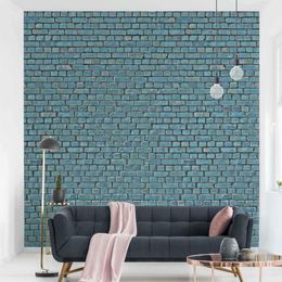 Fototapete Backstein Ziegeltapete T&uuml;rkis Blau