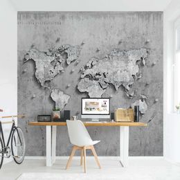 Fototapete Beton Weltkarte