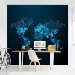 Fototapete Connected World Weltkarte