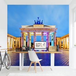 Fototapete Skyline Erleuchtetes Brandenburger Tor