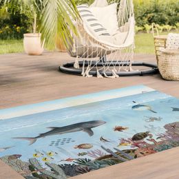 Vinylteppich - Faszinierende Kreaturen am Korallenriff - modern bunt Strand Aquarell Unterwasser Kinderzimmer