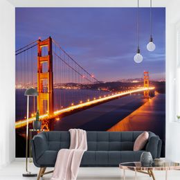 Bilderwelten Fototapete Textiltapete Stofftapete - nahtlose Tapete | Golden Gate Bridge bei Nacht