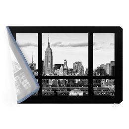 Bilderwelten Akustik-Wechselbild Fensterblick New York Skyline schwarz wei&szlig;