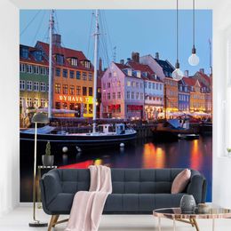 Fototapete Skyline Kopenhagener Hafen am Abend