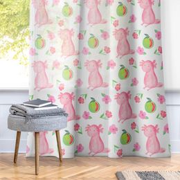 Vorhang Mr. & Mrs. Panda - Axolotl mit Blumen und Melonen
