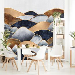 Mustertapete Goldene Berge Aquarell