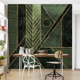 Mustertapete Geometrische Formen Smaragd Gold
