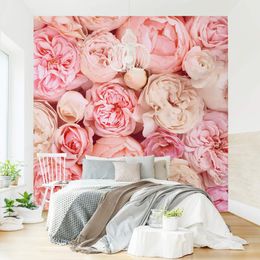 Bilderwelten Fototapete Textiltapete Stofftapete - nahtlose Tapete | Rosen Ros&eacute; Koralle Shabby