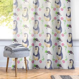 Vorhang Mr. & Mrs. Panda - Pinguin mit Nelken und Trauben