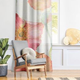Vorhang Bunte Bl&uuml;ten mit Gold
