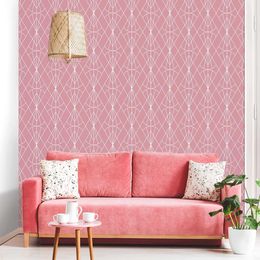 Mustertapete Art Deco Diamant Muster vor Rosa XXL