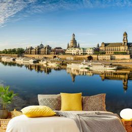 Bilderwelten Fototapete Textiltapete Stofftapete - nahtlose Tapete | Die Wei&szlig;e Flotte von Dresden