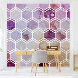 Mustertapete Hexagontr&auml;ume Aquarell in Beere