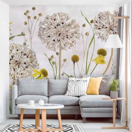 Fototapete Allium und Helenium Illustration