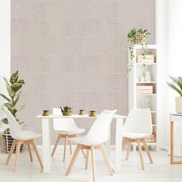 Mustertapete Linienmuster Stempel in Taupe