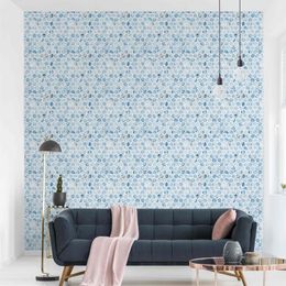 Fototapete Marmor Hexagone Blaue Schattierungen