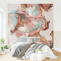 Mustertapete Goldenes Aquarell Ros&eacute;