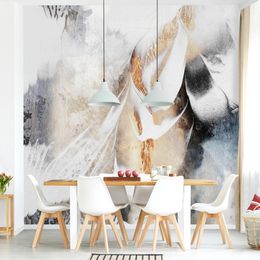 Mustertapete Goldene abstrakte Wintermalerei