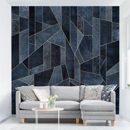 Mustertapete Blaue Geometrie Aquarell