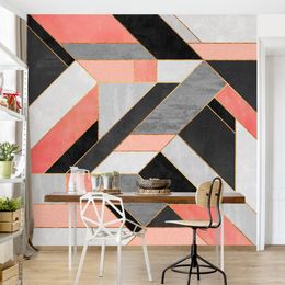 Mustertapete Geometrie Rosa und Gold