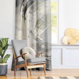 Vorhang Abstrakte Bl&uuml;ten auf Schwarz