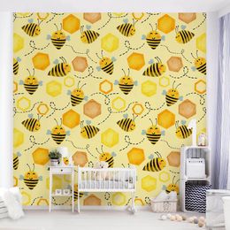 Mustertapete S&uuml;&szlig;er Honig mit Bienen Illustration