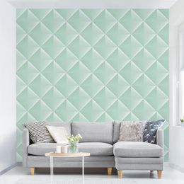 Mustertapete Geometrisches 3D Rauten Muster in Mint