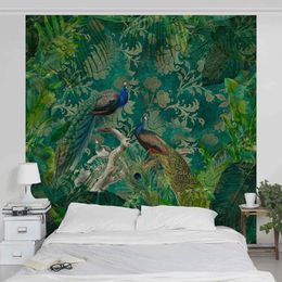 Fototapete Shabby Chic Collage - Edler Pfau II