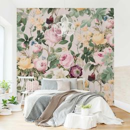 Fototapete Blumen Vintage Blumen Illustration XXL