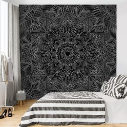 Mustertapete Mandala Stern Muster silber schwarz