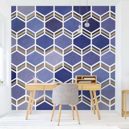Mustertapete Hexagontr&auml;ume Muster in Indigo
