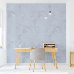 Mustertapete Linienmuster Stempel in Blau