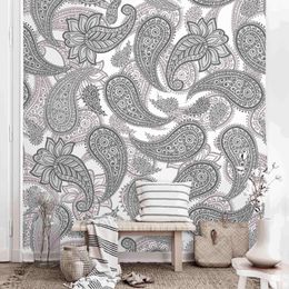 Mustertapete Boho Mandala Muster in Grau