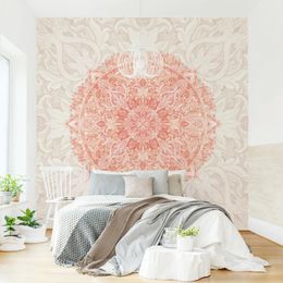 Mustertapete Mandala Aquarell Ornament beige orange