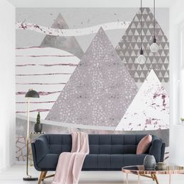 Mustertapete Abstrakte Berglandschaft Pastellmuster