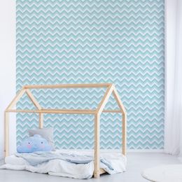 Mustertapete No.YK39 ZickZack Muster Blau