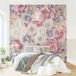 Fototapete Blumen Pastell Paper Art Rosen