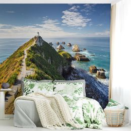 Bilderwelten Fototapete Textiltapete Stofftapete - nahtlose Tapete | Nugget Point Leuchtturm und Meer Neuseeland